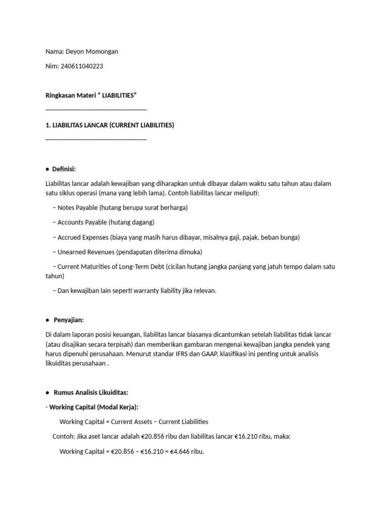 Tugas PA II Liabilities | PDF