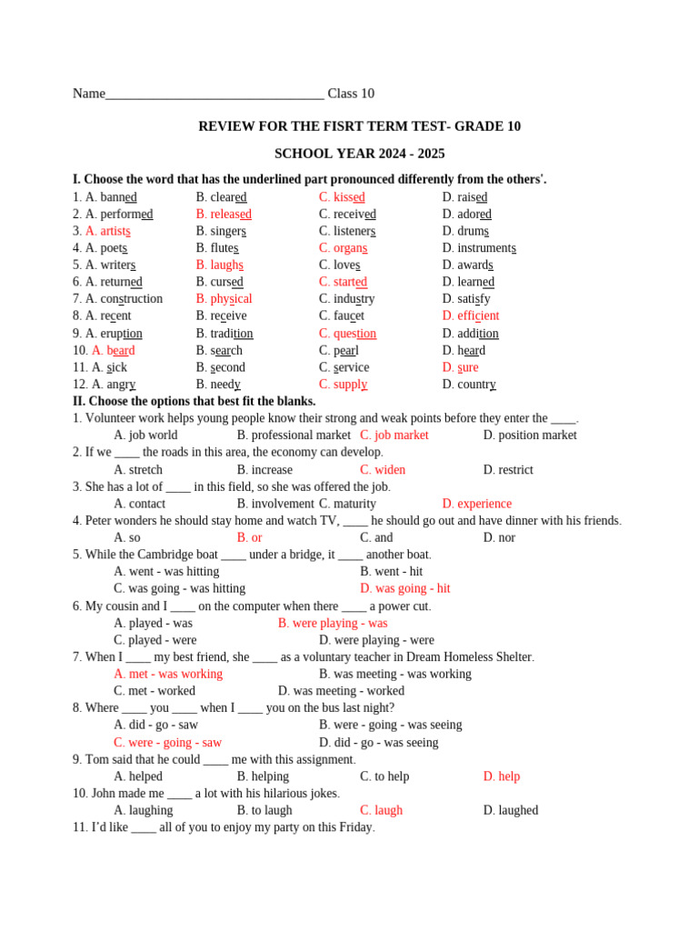 Review For 1st Term Test - Grade 10 | PDF | Virtual Reality