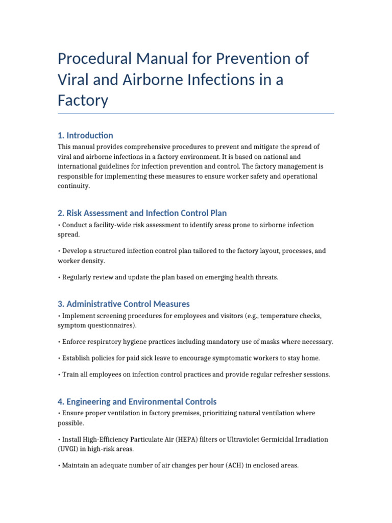 Factory Infection Control Manual With References | PDF | Personal ...