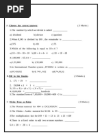 Cbse Class 3 Math Sample Paper 75 | PDF | Number Theory | Abstract Algebra