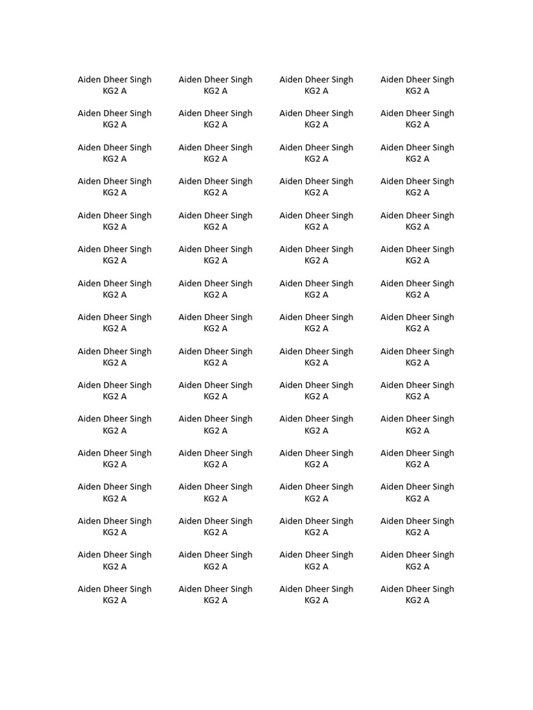 Aiden Dheer Singh KG2 A | PDF