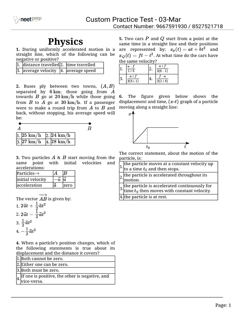 Physics Practice Test Questions | PDF | Acceleration | Velocity