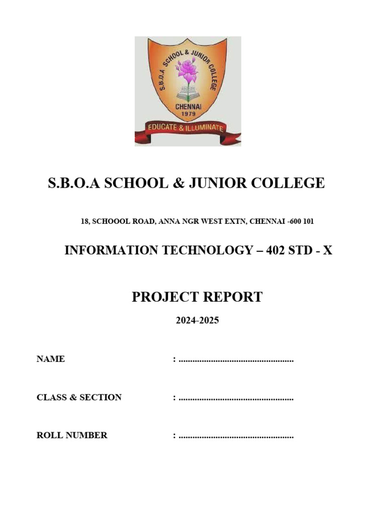 STD X PROJECT FRONT PAGE, 2024 To 2025 | PDF