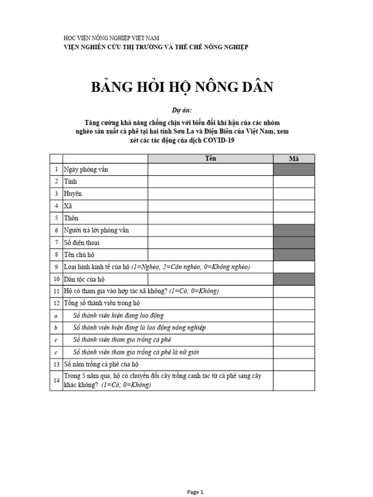 Farmer Questionnaire 2024 - 01 - 10 | PDF