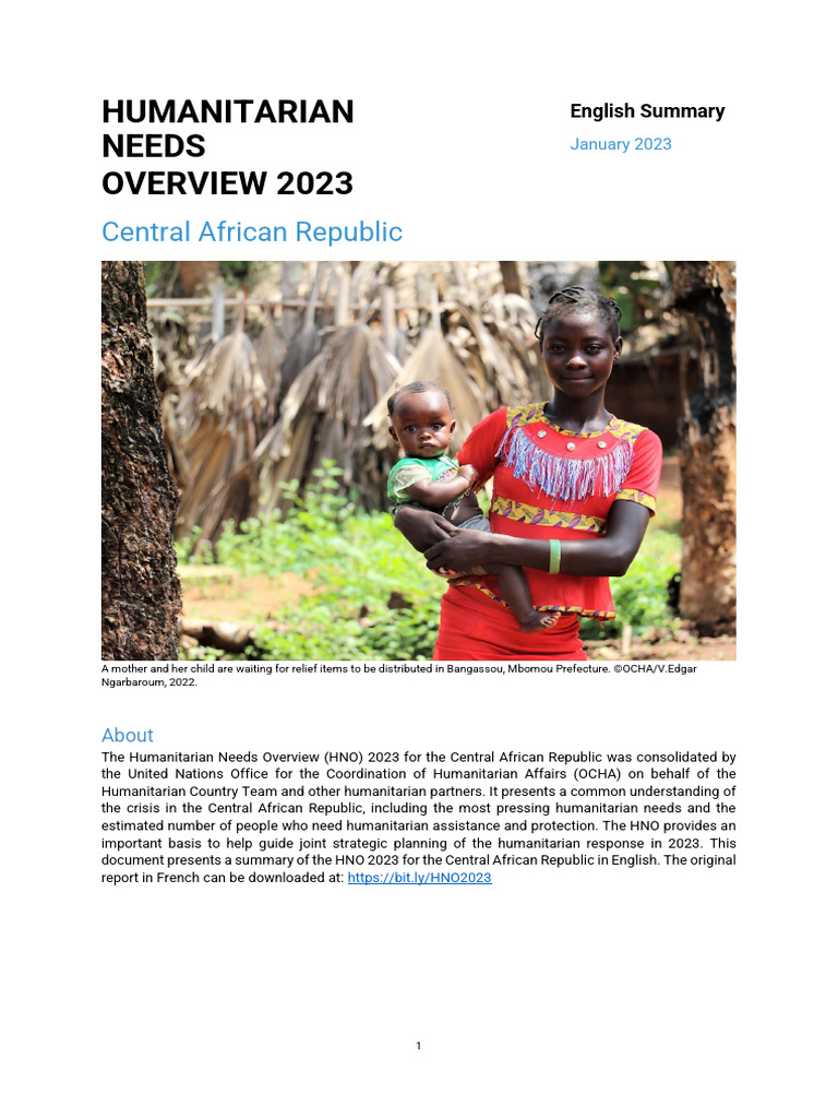 CAR Humanitarian Needs Overview 2023 | PDF | Food Security | Wash