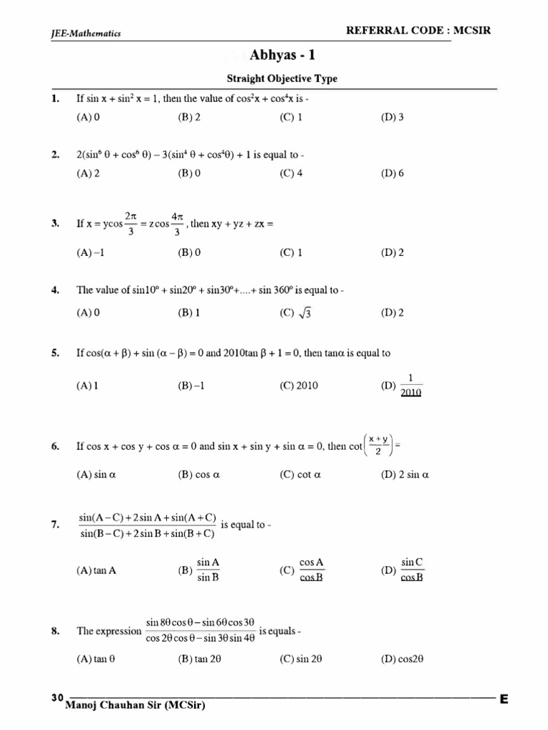 Trigo Jee Iit MC Sir Abhs9 | PDF