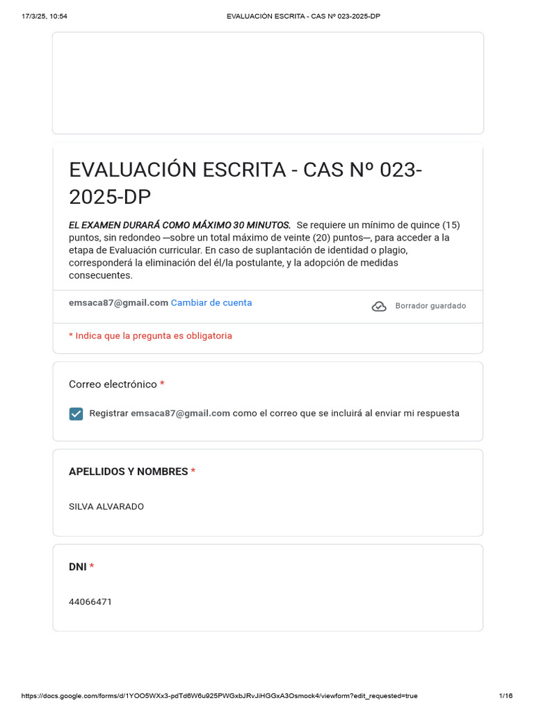 Evaluación Escrita - Cas #023-2025-DP | PDF | Perú | La violencia contra las mujeres