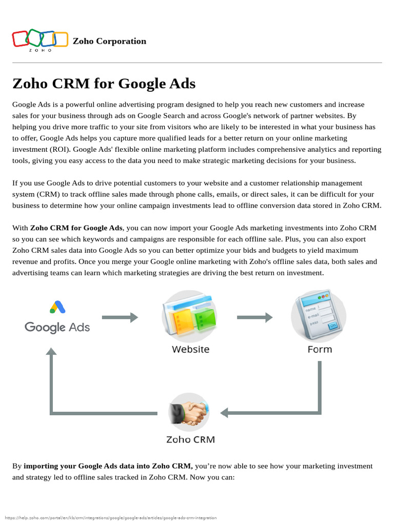Integrating Zoho CRM with Google Ads | PDF | Customer Relationship ...