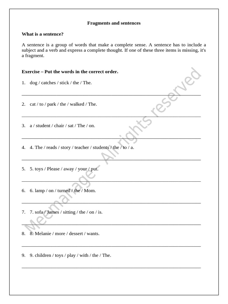 9. Fragments and sentences | PDF