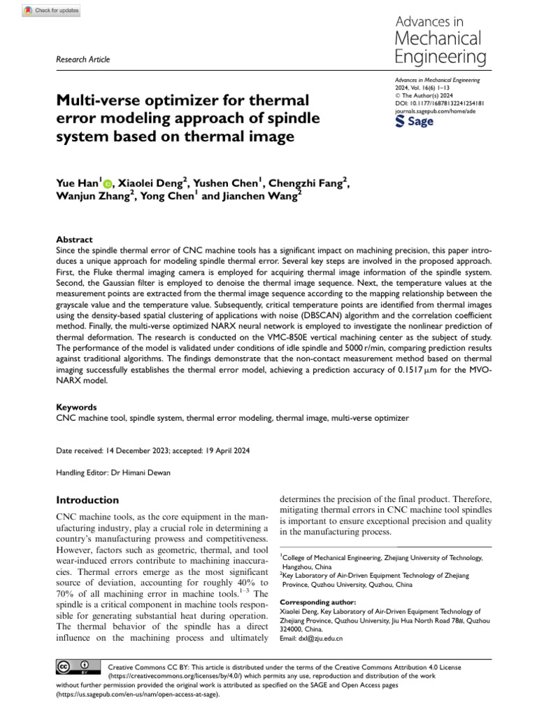 Multi-Verse Optimizer for CNC Spindle Errors | PDF | Thermography | Pixel