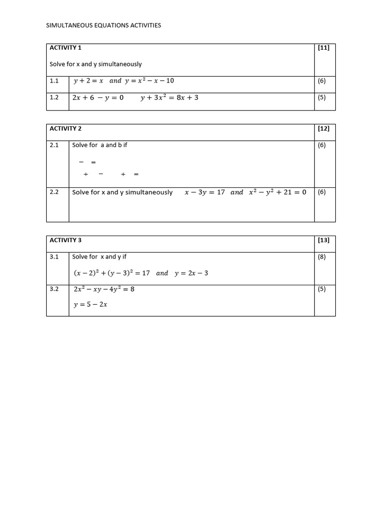 Simultaneous Activities | PDF
