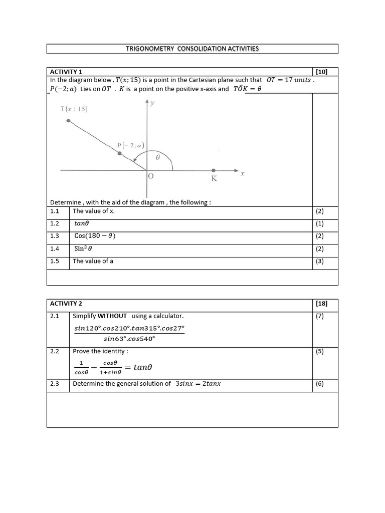 Trigonometry Consolidation Activities | PDF | Mathematics
