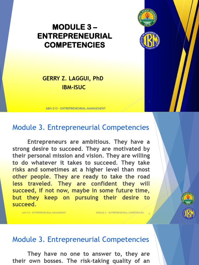 Entrepreneurial Competencies Overview | PDF | Entrepreneurship | Goal Setting