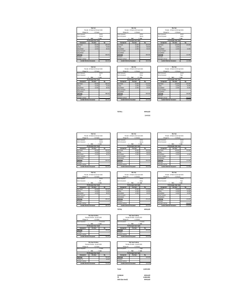 Slip Masuk Sebelum Lebaran | PDF