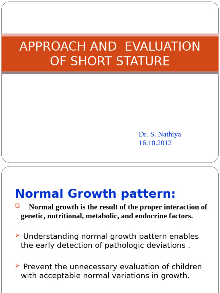 Approach and Evaluation of Short Stature | PDF | Puberty | Insulin Like ...