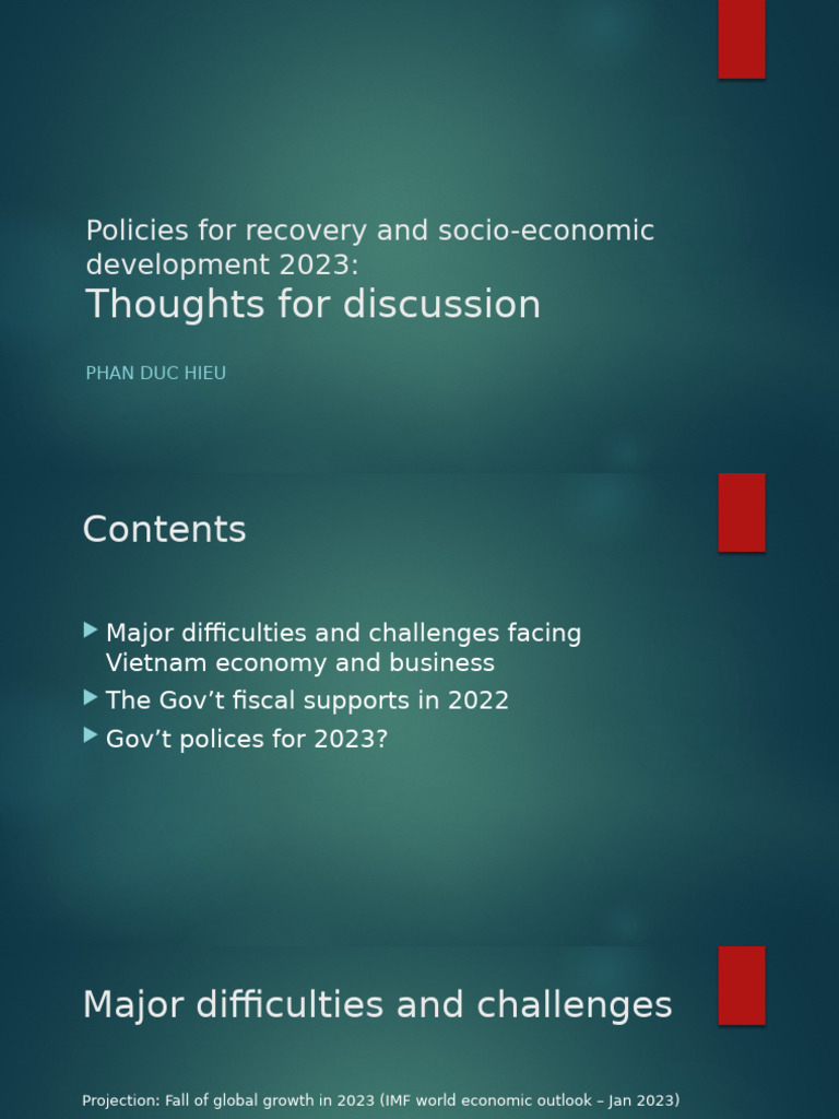 Policies For Recovery and Socio-Economic Development 2023 | PDF ...