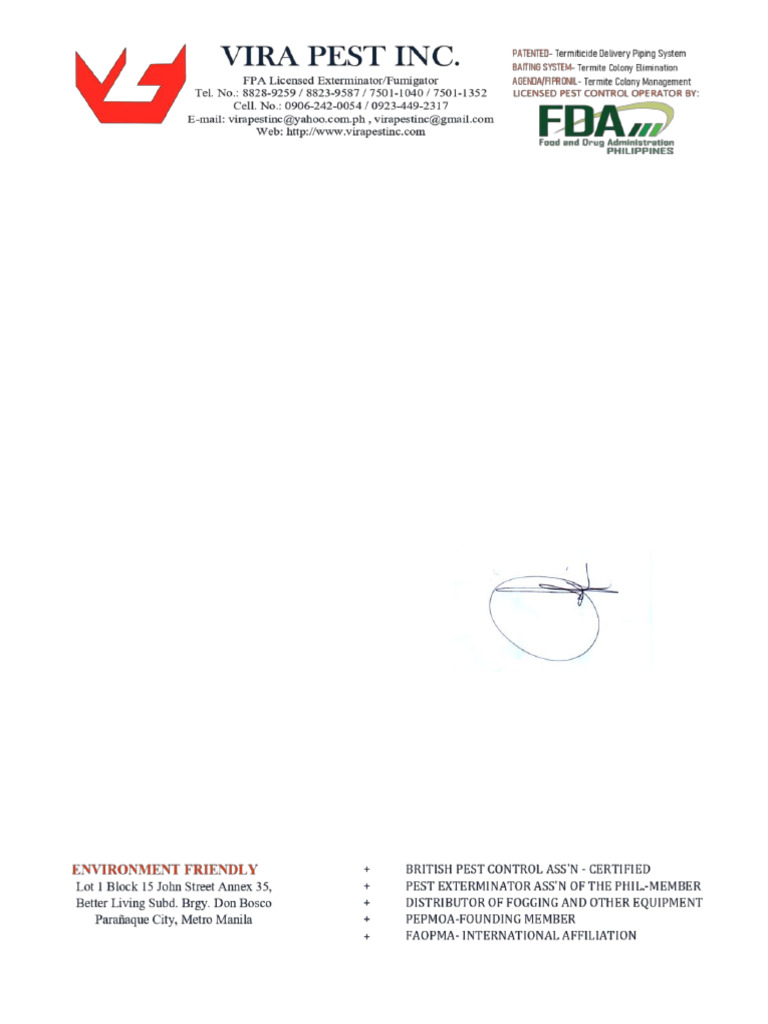 A8 Pest Control Certificate (February 2024) | PDF