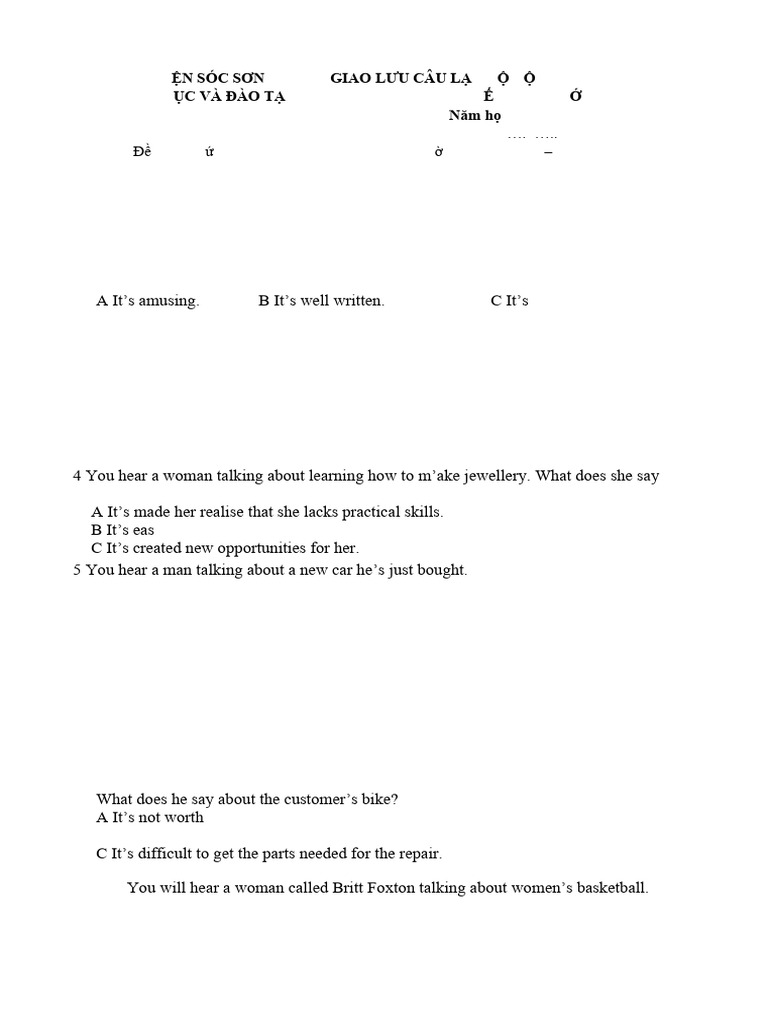 De Thi CLB Lop 8 Soc Son, HN 23-24 | PDF | Advertising | Plastic