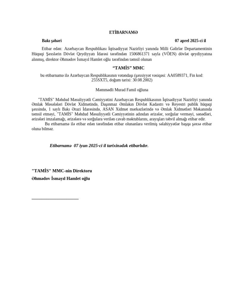 Etibarnamə Murad tamis | PDF