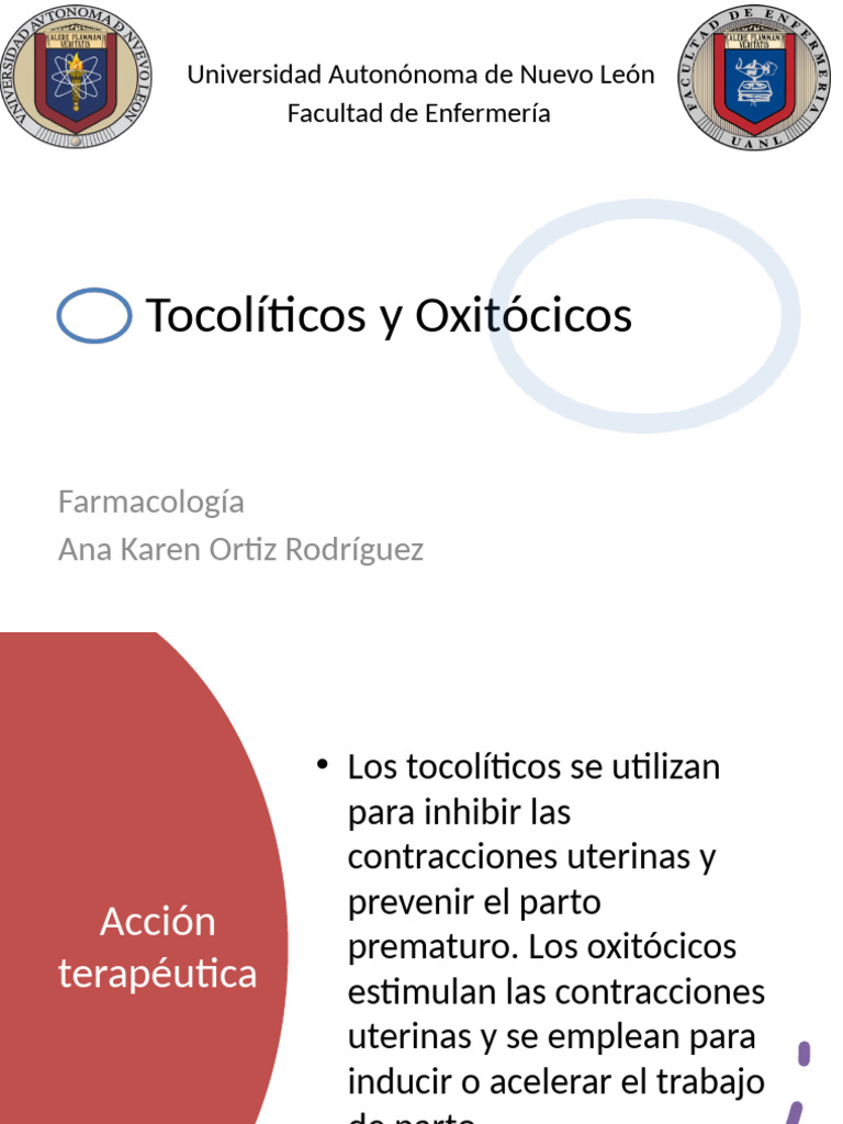 Tocoliticos y Oxitocicos Completo | PDF | Parto | Drogas