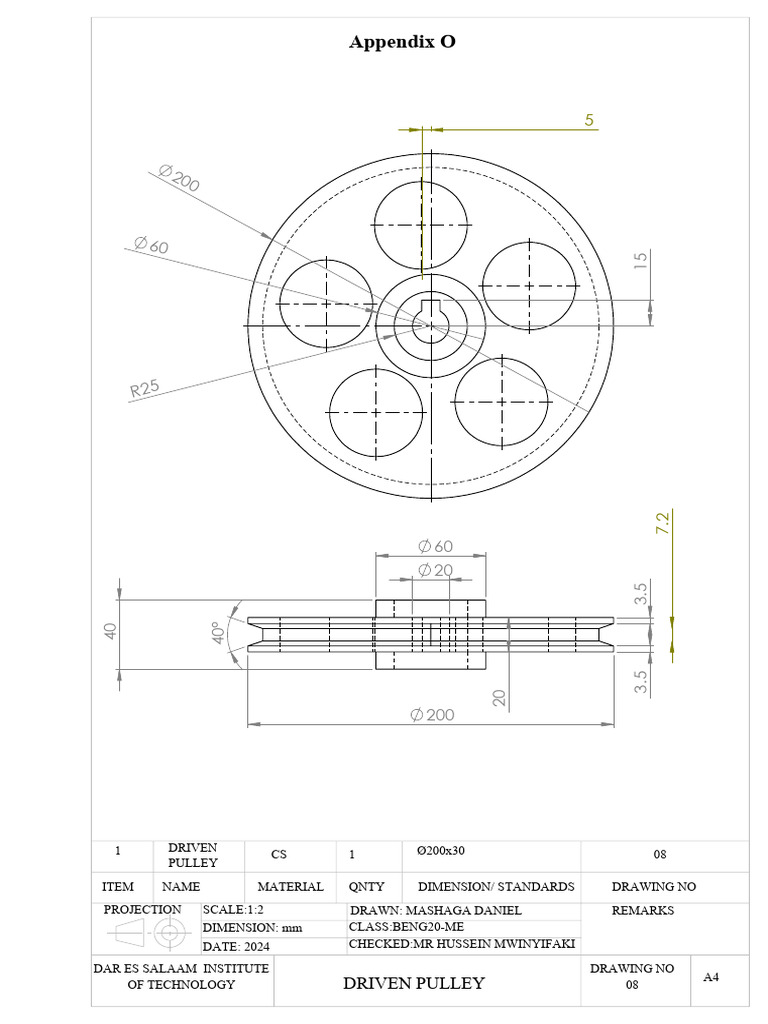 Driven Pulley Technical Drawing 08 | PDF