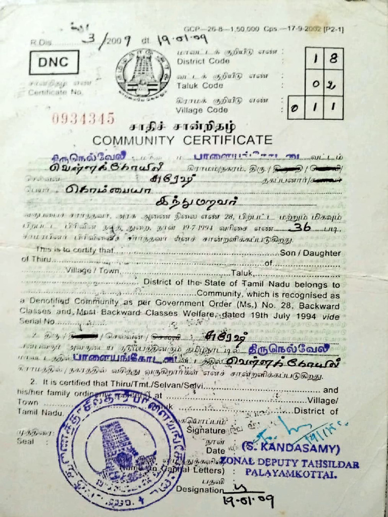 Appa Community Certificate | PDF