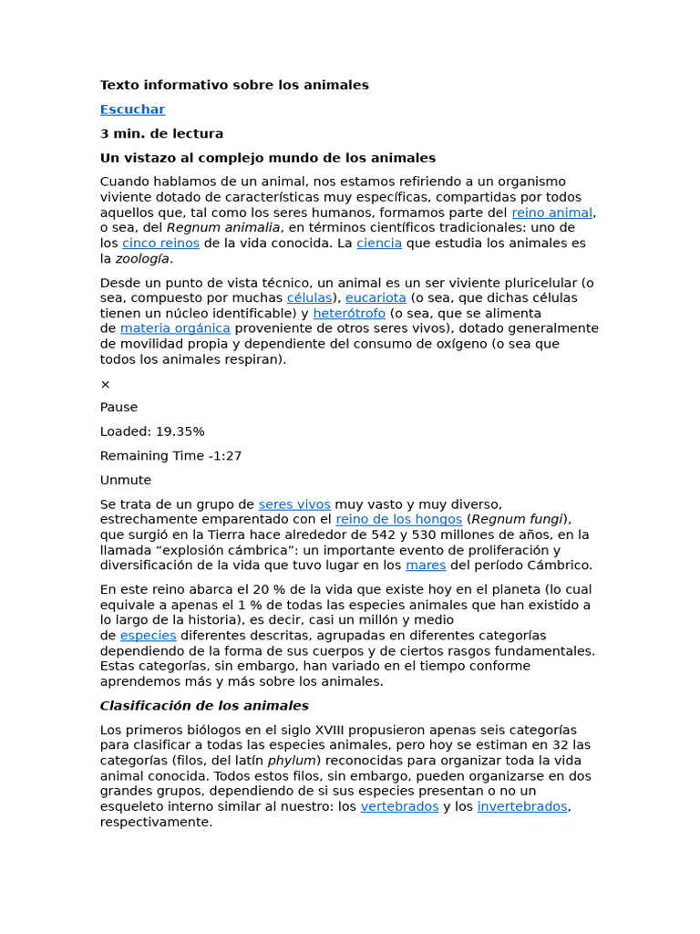 Texto informativo sobre animales | PDF