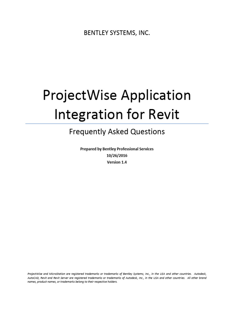 ProjectWise Explorer Client Application Integration For Revit FAQ 1-4 ...