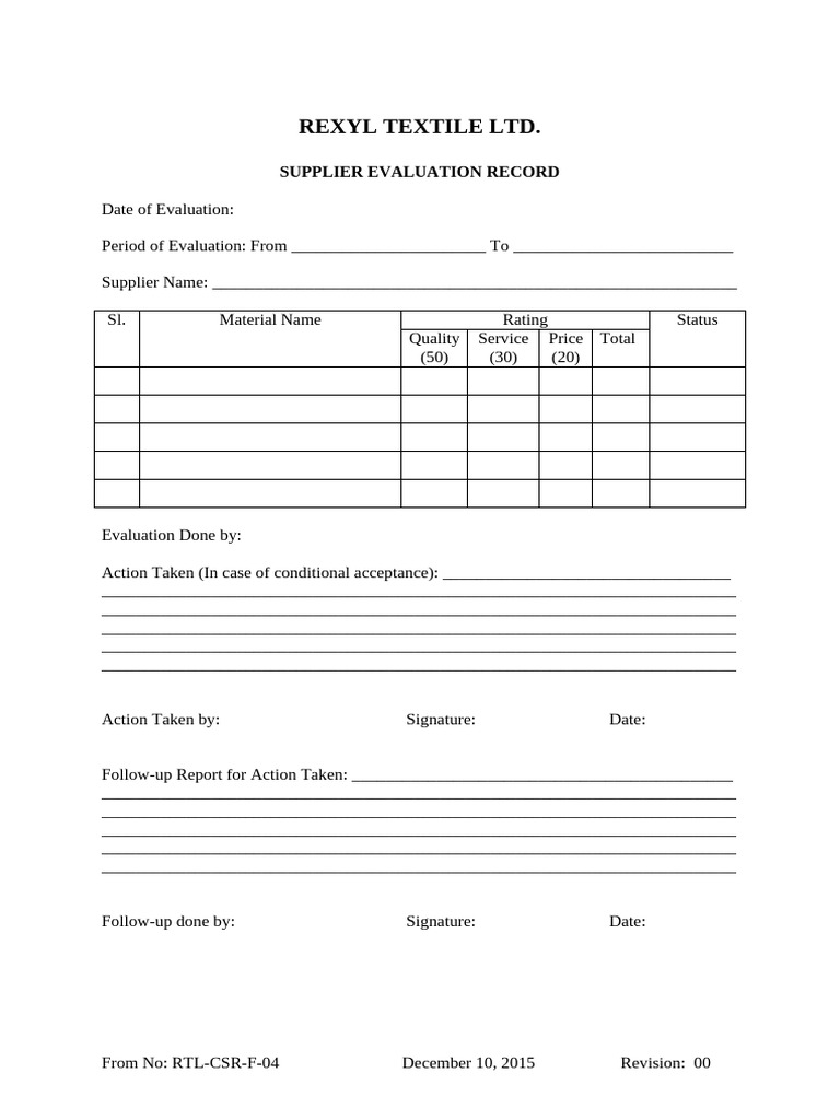 RTL CSR F 04 F Factory Evaluation Record | PDF