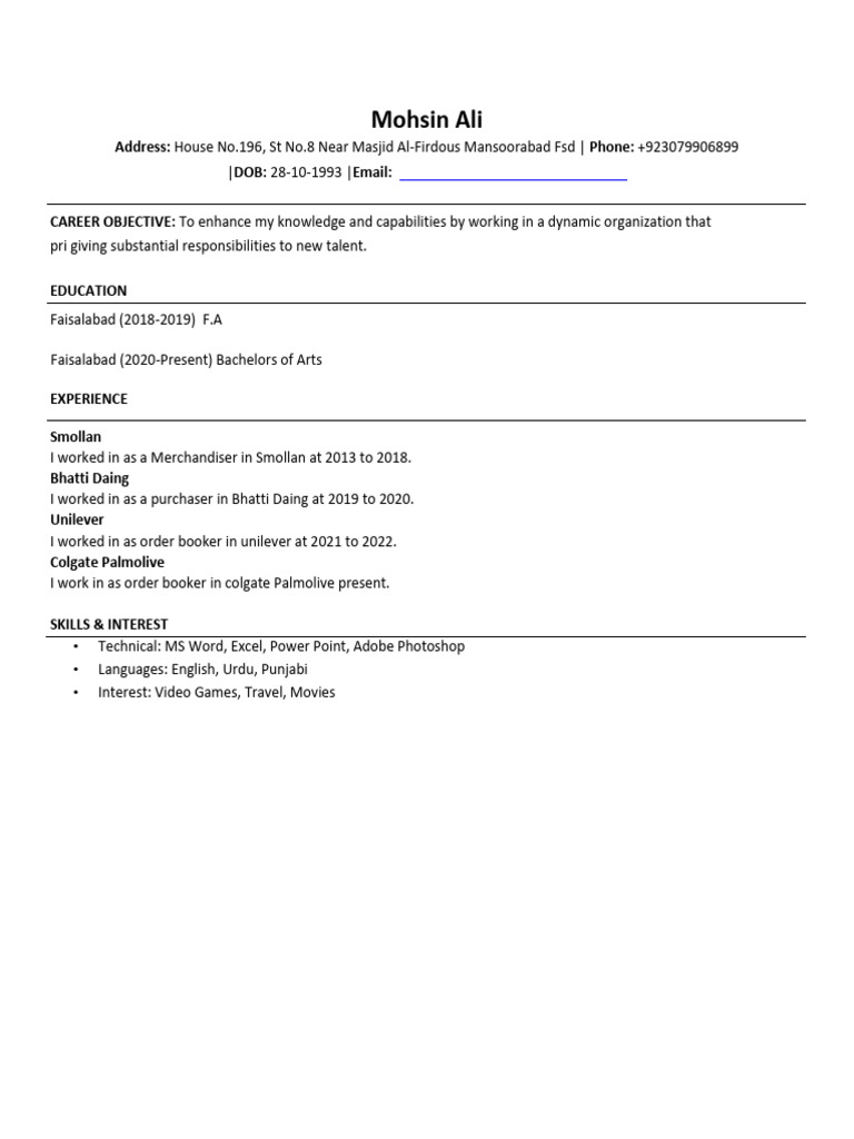 Mohsin Ali's Professional CV | PDF