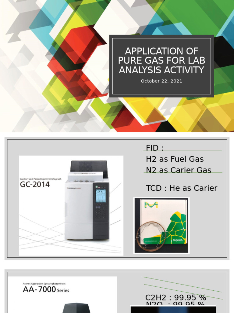 Pure Gas Application in Lab Analysis | PDF