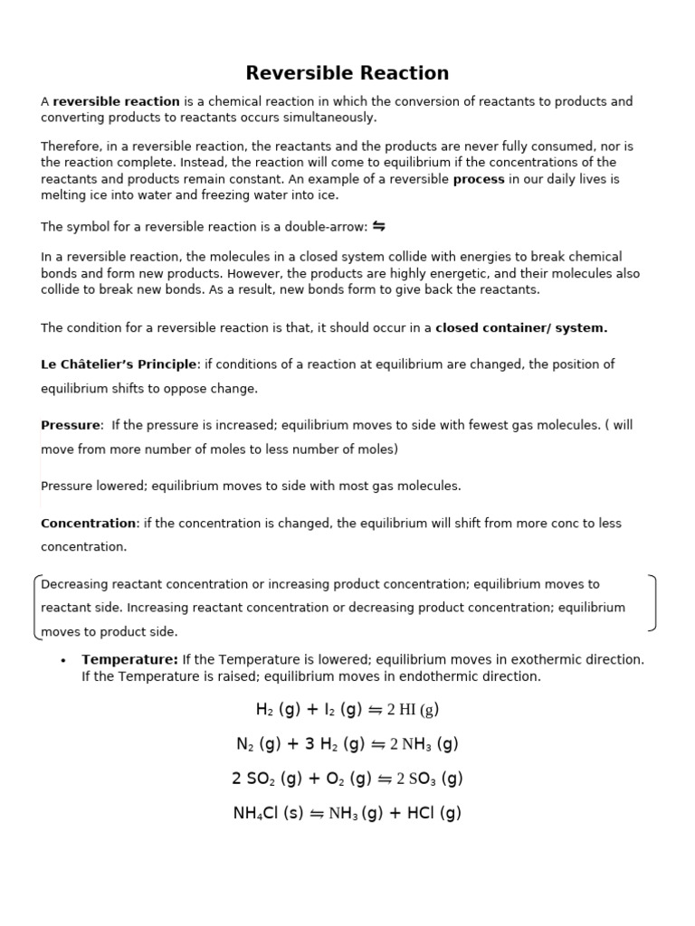 Understanding Reversible Reactions | PDF