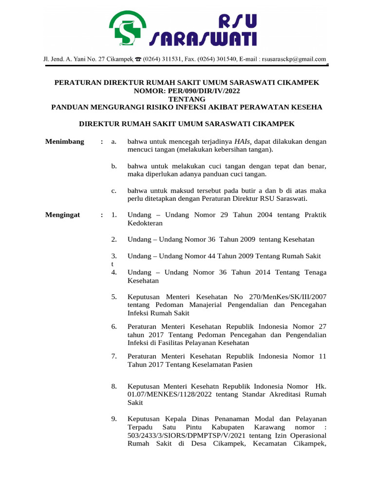 Panduan Mengurangi Risiko Infeksi Akibat Perawatan Kesehatan | PDF