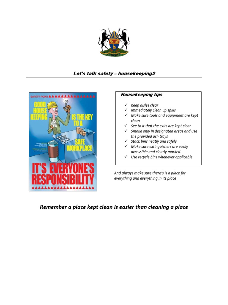 Saftey Talk - Housekeeping2 | PDF