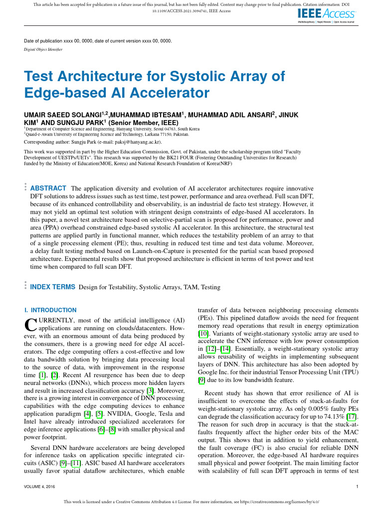 Test Architecture for Edge AI Accelerators | PDF | Deep Learning ...