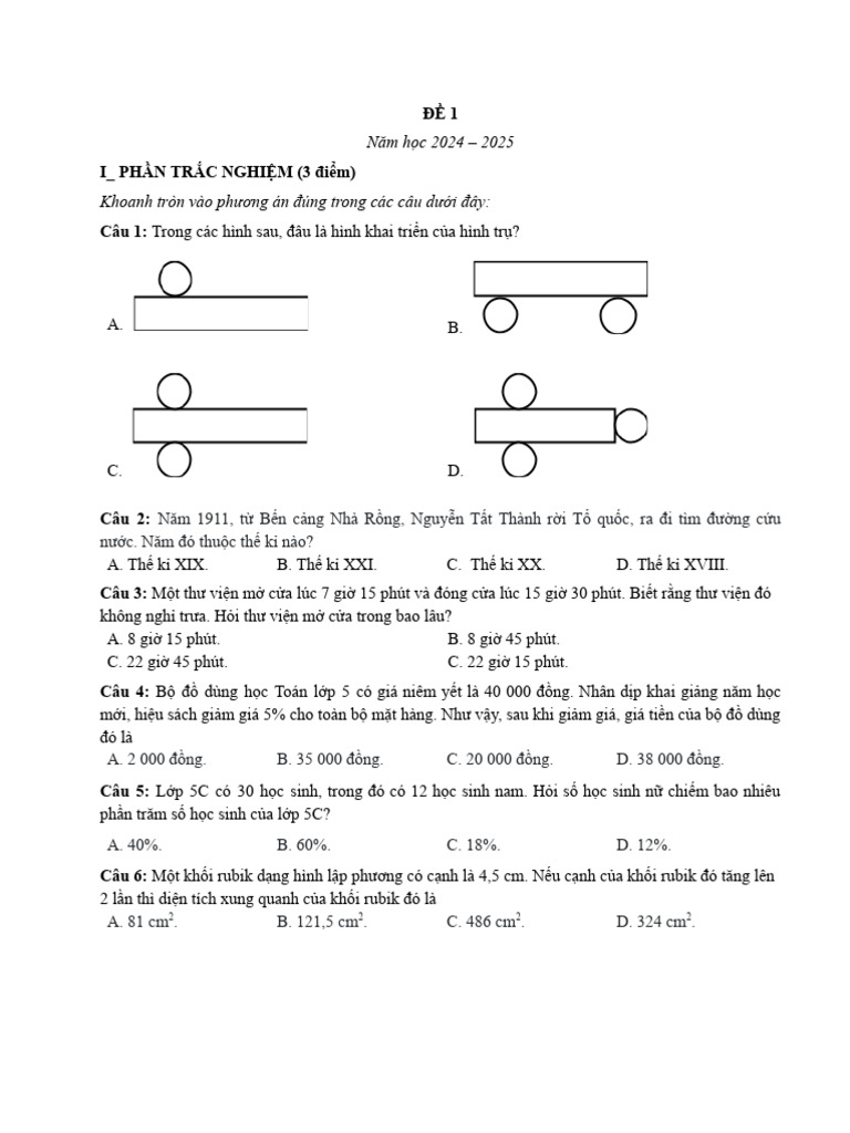 Đề Ôn GK2 Toán 5 | PDF