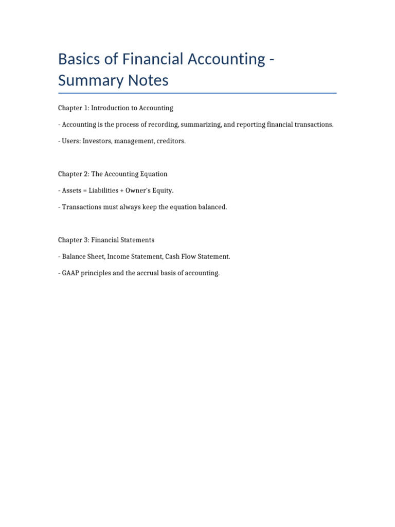 Financial Accounting Basics | PDF