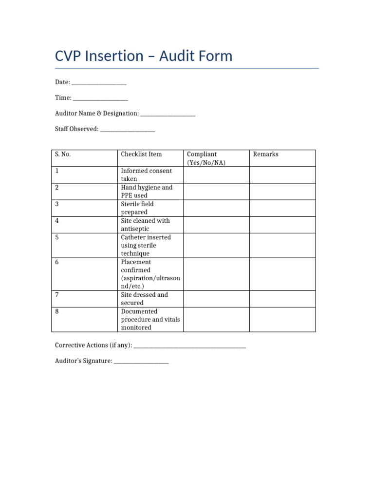 CVP_Insertion_Audit_Form | PDF