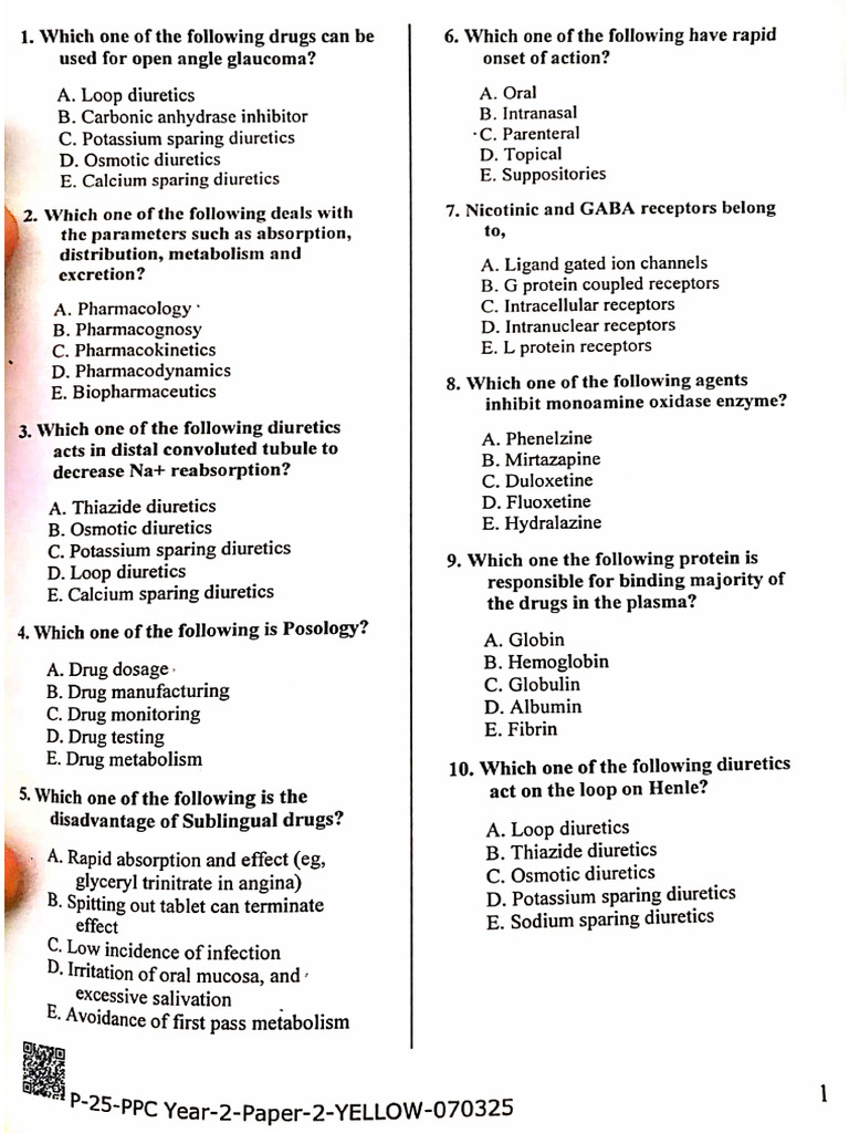 2nd Years Pharmacy Paper | PDF