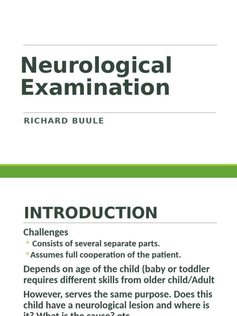 Pediatric Neurological Examination Guide | PDF | Hearing Loss | Nervous ...