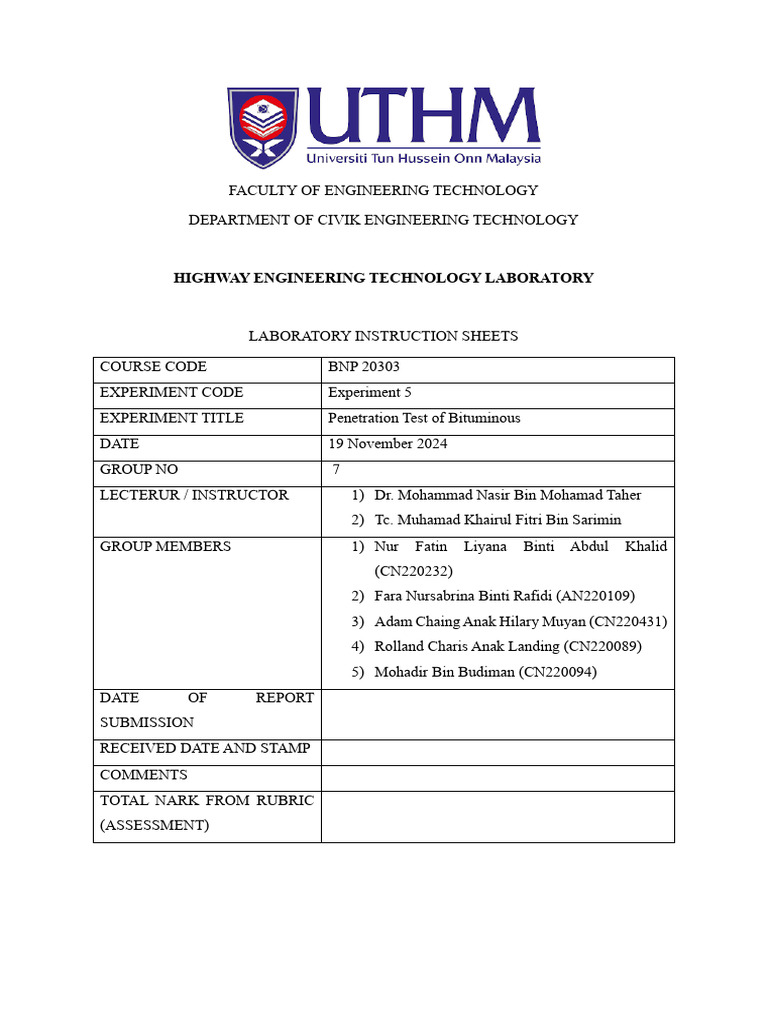 Exp5 Penetration Bitumen | PDF