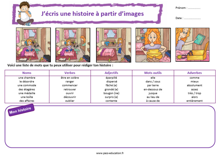 Écrire une histoire à partir d'images | PDF | Linguistique | Grammaire