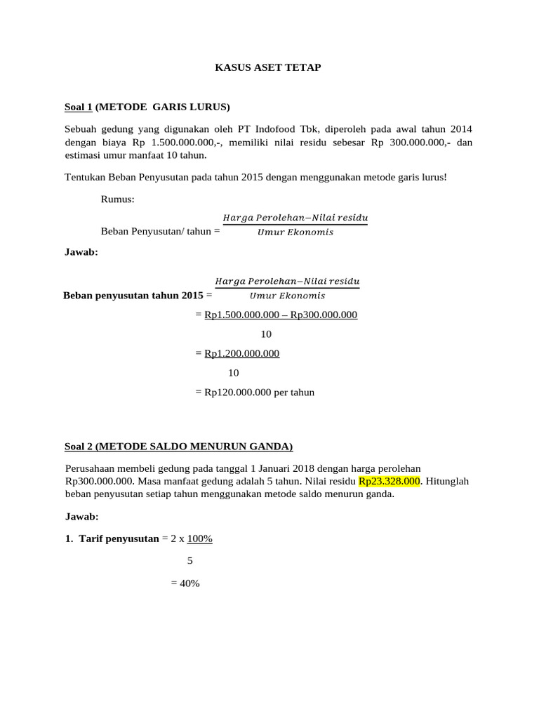 Contoh Aset Tetap | PDF