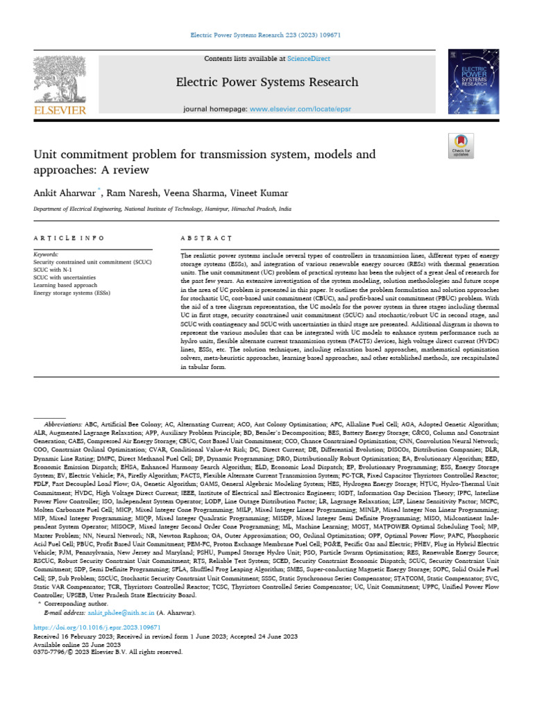 Uc Problems For Transmission System, Models and Approaches | PDF ...