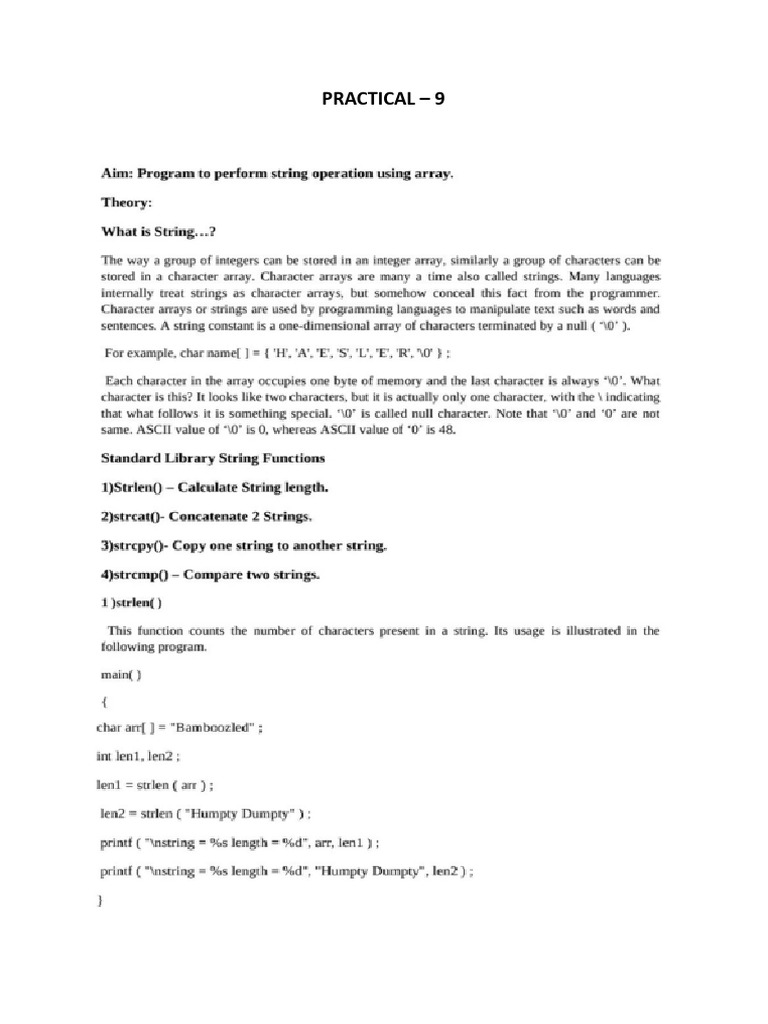 Practical 9 (String) | PDF