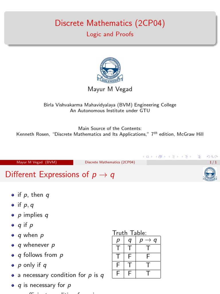 1 - 2 Propositions Connectives - 2 | PDF | If And Only If | Syntax (Logic)