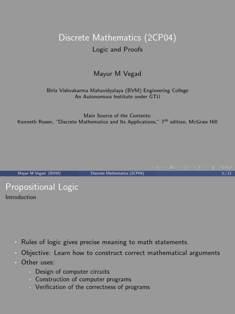 1 - 1 Propositions Connectives - 1 | PDF | Syntax (Logic) | Boolean Algebra
