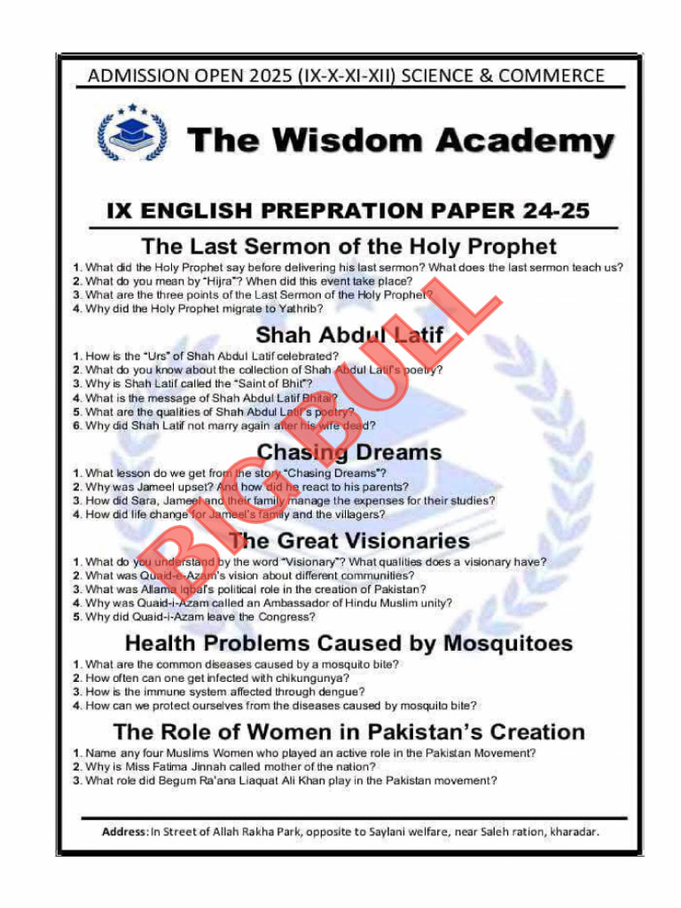 General Science Class Ix Preparation Paper-1 | PDF