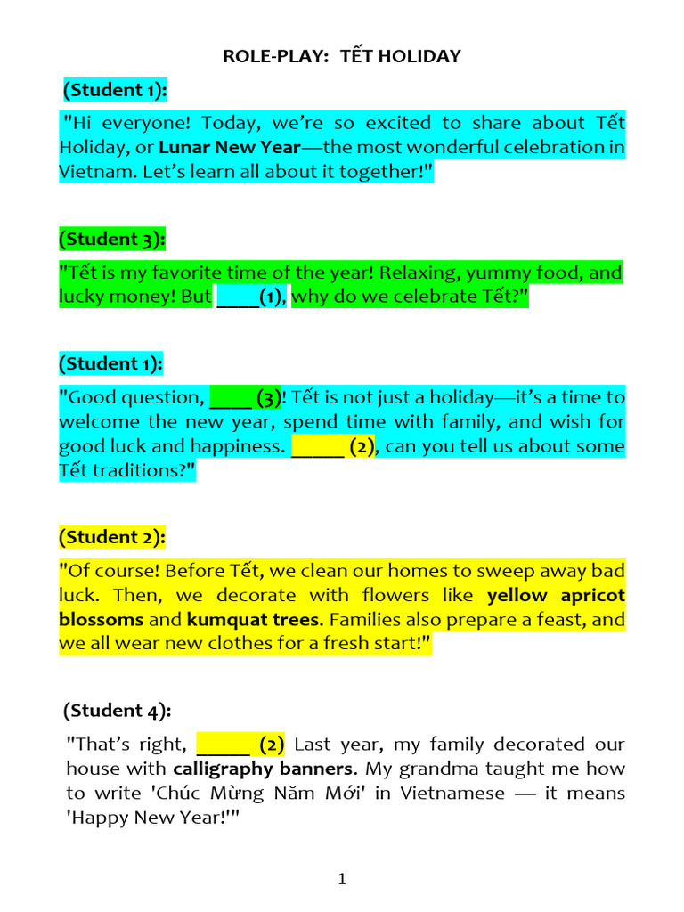 Tet Holiday Role-Play - Tin | PDF
