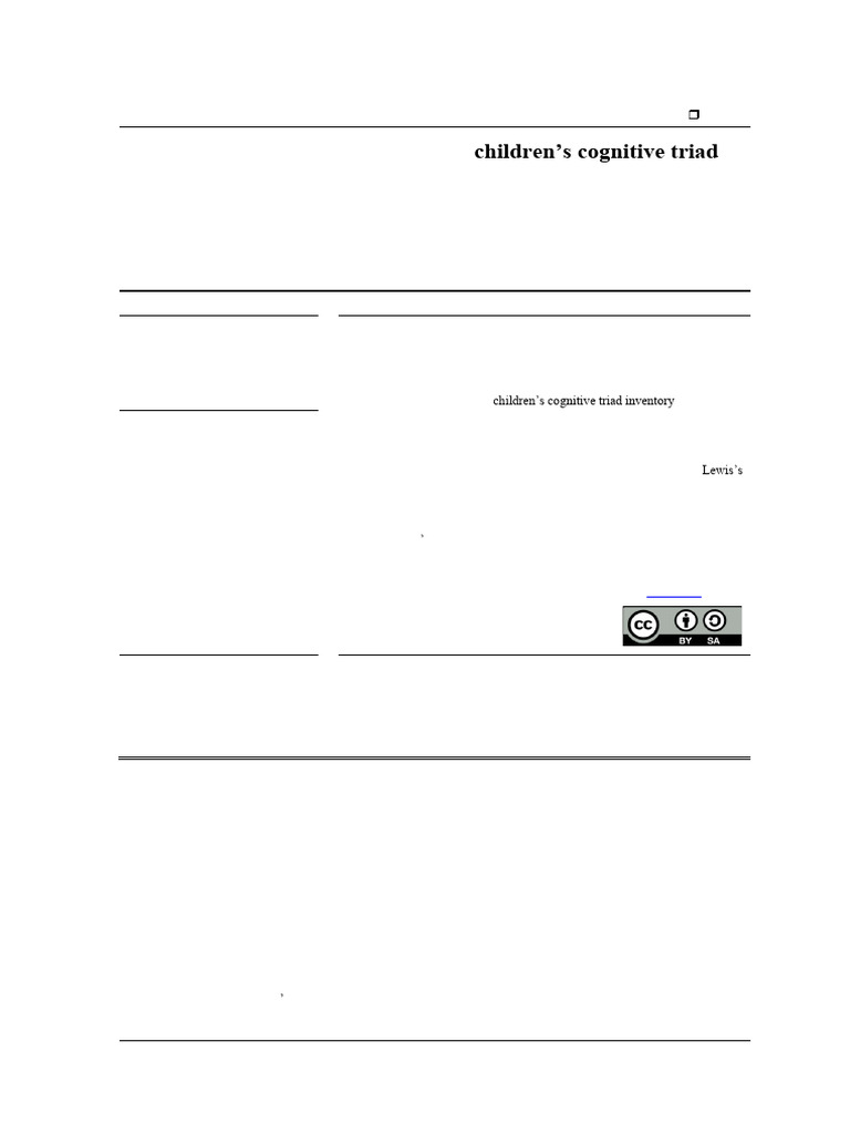 Adaptation and Validation of The Children's Cognitive Triad Inventory ...